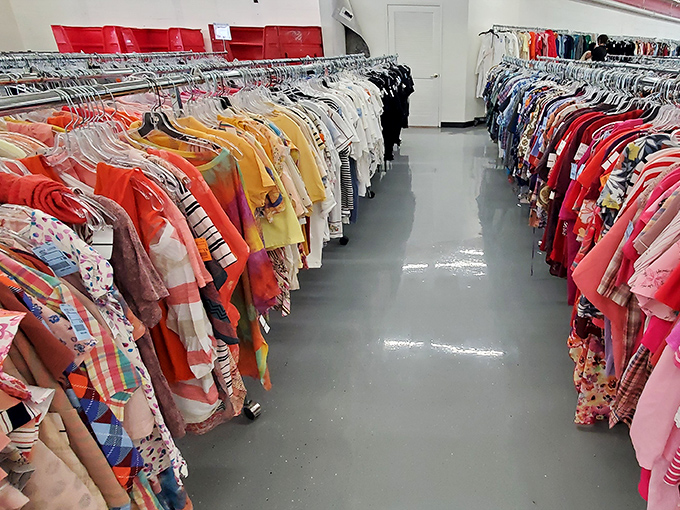 A rainbow of children's clothing awaits&mdash;because kids outgrow things faster than Hawaiian plants after a good rain.