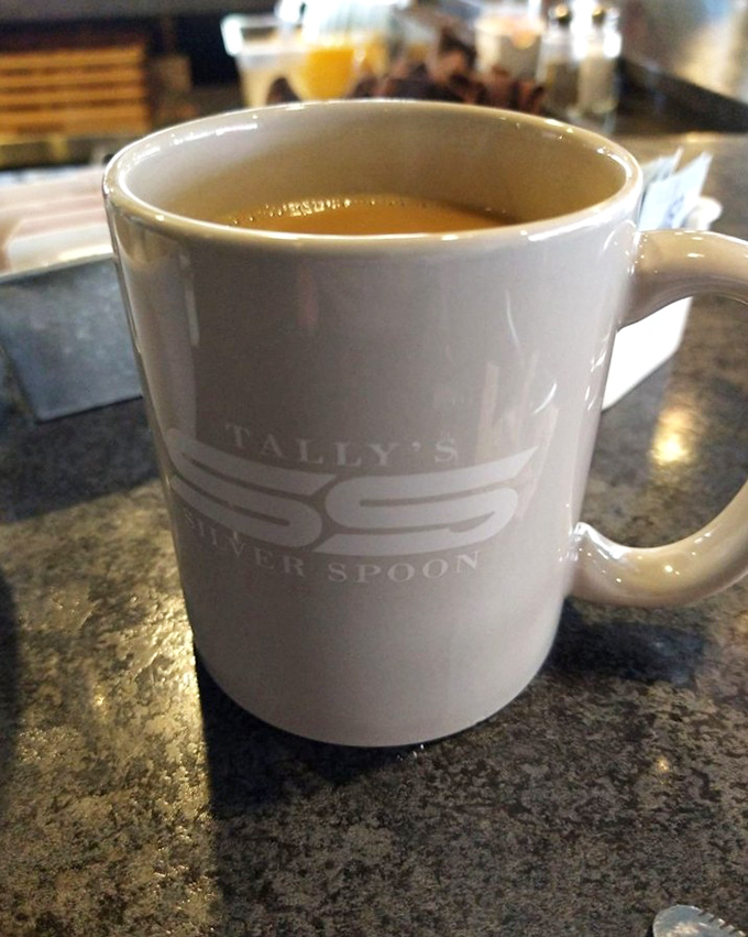 Coffee served in a mug substantial enough to warm both hands on chilly Black Hills mornings&mdash;the Tally's logo promising liquid motivation for whatever adventures await.