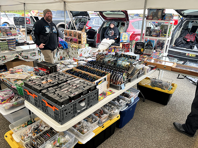 Organized chaos at its finest, where someone's careful collection becomes your unexpected treasure if you're patient enough.