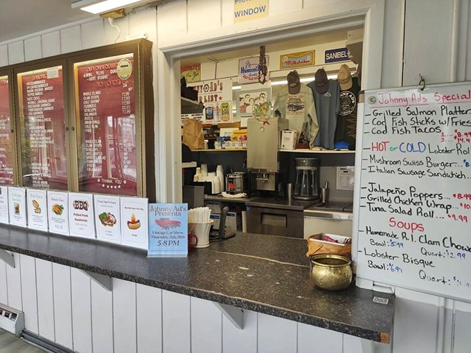 The ordering counter&mdash;where dreams of perfect seafood begin and diet resolutions go to die, gloriously. 