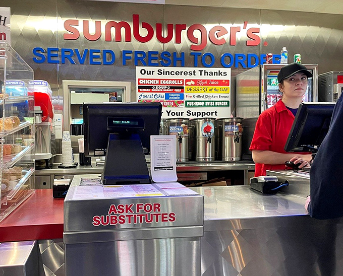 SERVED FRESH TO ORDER isn't just signage&mdash;it's a philosophy. The counter where burger dreams become delicious reality. 
