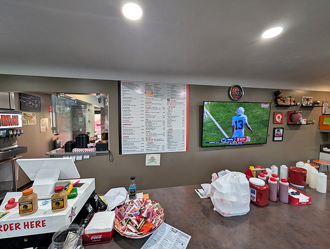 Where the magic happens&mdash;the ordering counter showcases Cleveland pride while promising delicious decisions ahead.