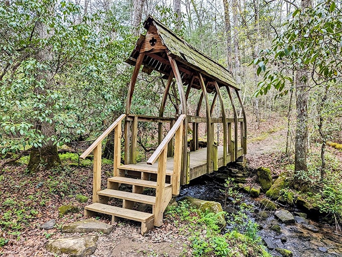 Not all bridges are created equal&mdash;this charming covered footbridge turns a simple stream crossing into a postcard moment.