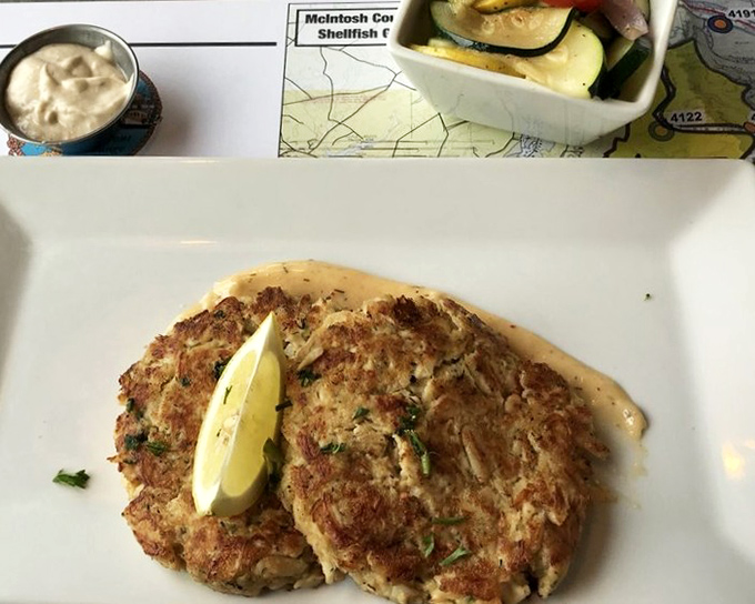 Golden-brown crab cakes that actually contain crab! Served with a squeeze of lemon and creamy sauce for dipping perfection.