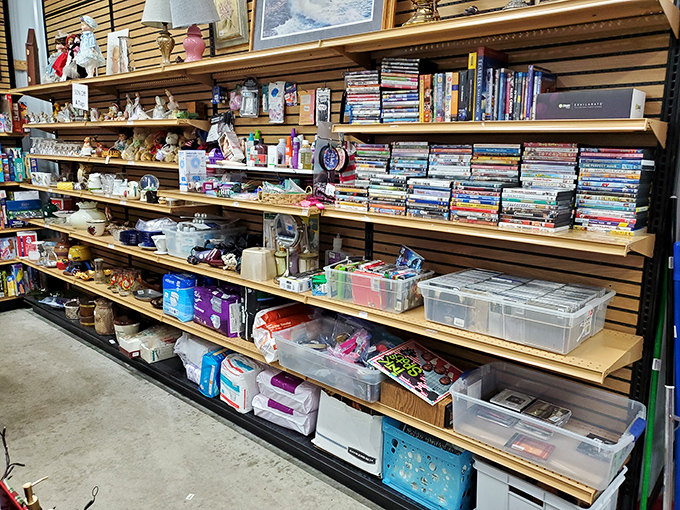 Treasure island of entertainment and household odds-and-ends. One person's decluttered shelf becomes another's perfectly completed collection.