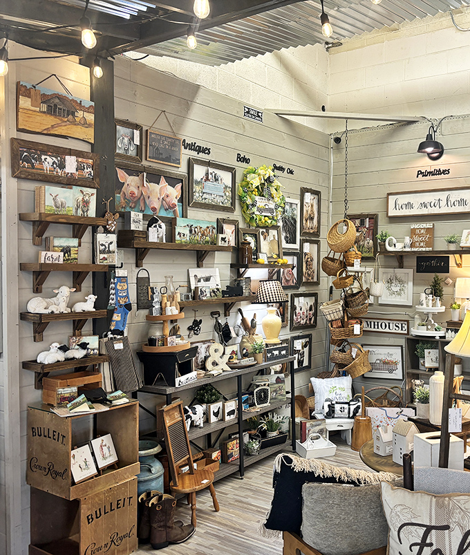 Farmhouse chic before Pinterest made it trendy, this curated chaos perfectly captures the "home sweet home" aesthetic everyone craves.