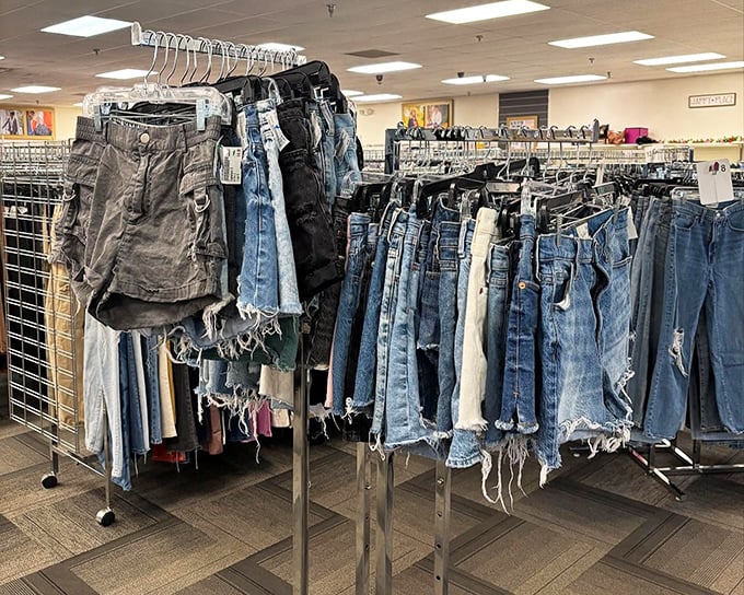 Denim shorts in every stage of distress&mdash;from "job interview appropriate" to "music festival ready"&mdash;await their next chapter.