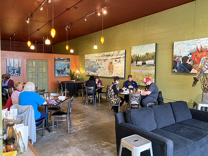 Where strangers become friends over shared plates. Notice how everyone looks like they've just discovered the best secret in Anchorage.