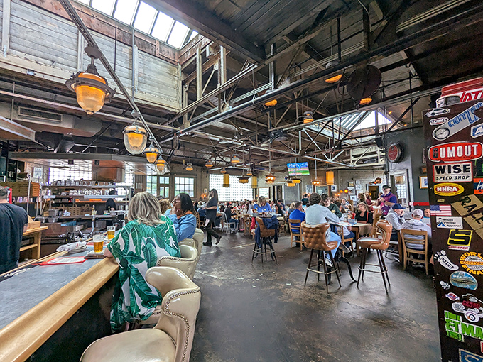 Weekend crowds fill every table because word spreads fast when a restaurant delivers both atmosphere and substance.