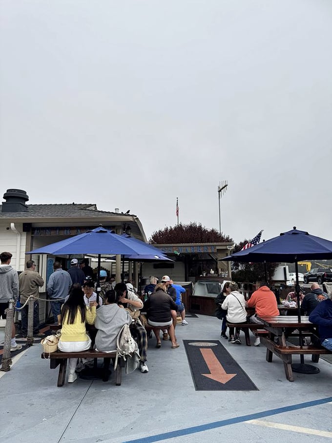 The universal language of waiting for great food&mdash;a diverse crowd united by the promise of Dungeness crab worth standing in line for.