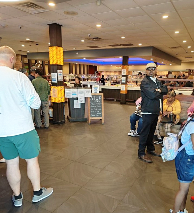 The universal buffet experience: contemplating your next move while mentally calculating how many trips is socially acceptable.