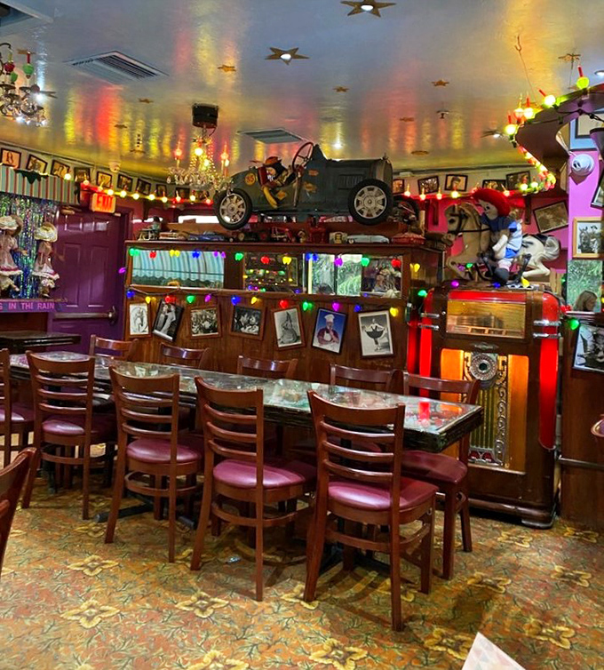 Dining rooms at The Bubble Room aren't just places to eat &ndash; they're time machines decorated by someone with a PhD in American nostalgia.