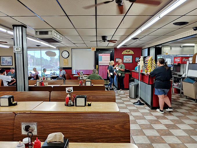 Where the magic happens &ndash; booths, ceiling fans, and the promise of meat that's been smoking while you were still hitting snooze.