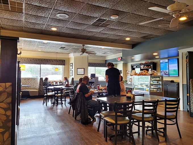 The dining area buzzes with conversation and clinking silverware&mdash;a community gathering spot where locals and visitors break bread together.