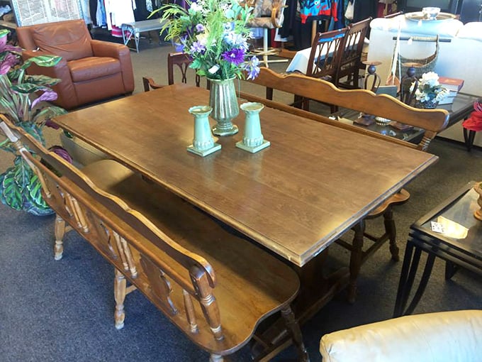 A dining set with character that whispers of family dinners past and future—just add your own cast of characters and menu.