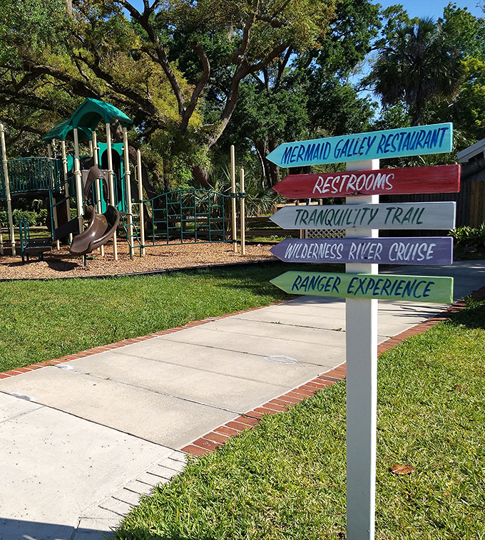 "This way to everything wonderful!" Park signage points the way to adventures both wet and wild. The hardest decision is which direction to explore first.