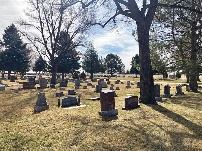 Even Eaton's cemetery offers tranquil beauty, a peaceful resting place where generations of residents share the same stunning mountain views.