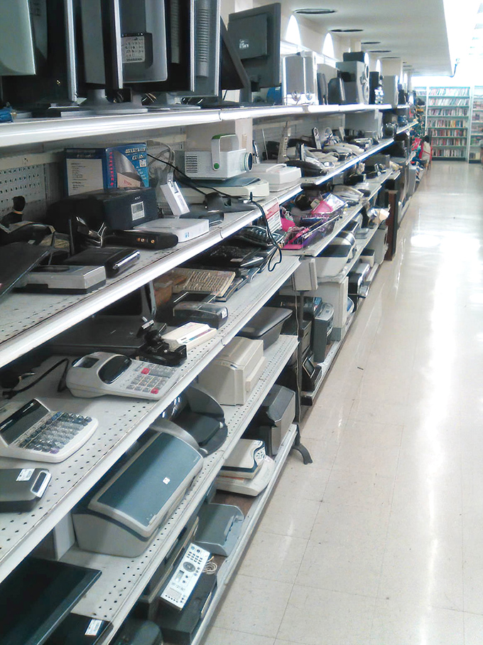 The electronics section: a museum of technological evolution where yesterday's cutting-edge becomes today's nostalgic find.