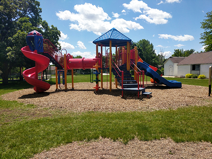 This playground at Elis Larson Park isn't just for kids&mdash;it's a community gathering spot where grandparents can wear out the grandchildren before returning them to their parents.