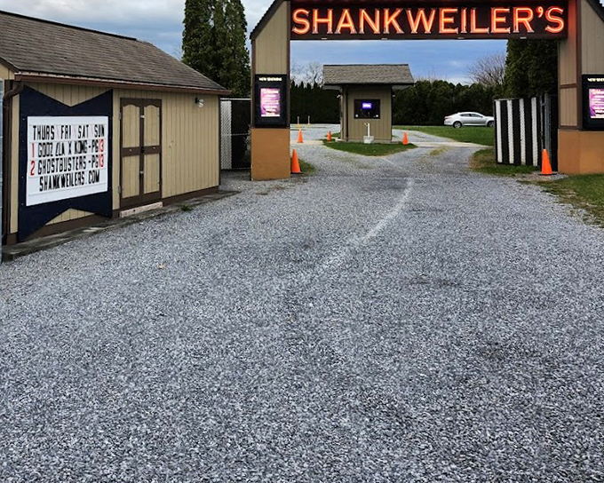 The entrance area welcomes you with movie listings that promise double-feature magic ahead.