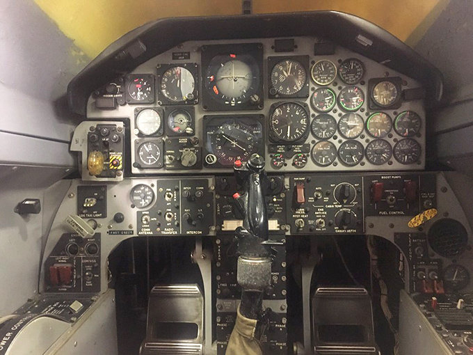 More dials, switches and gauges than your grandkid's video game controller. This instrument panel was a pilot's office with a view few ever experienced.
