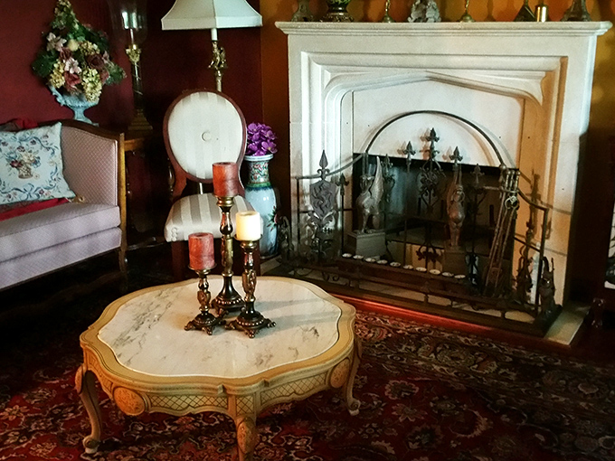 Gather 'round the hearth where modern comforts meet old-world charm &ndash; this fireplace has likely heard tales that would rival Game of Thrones.