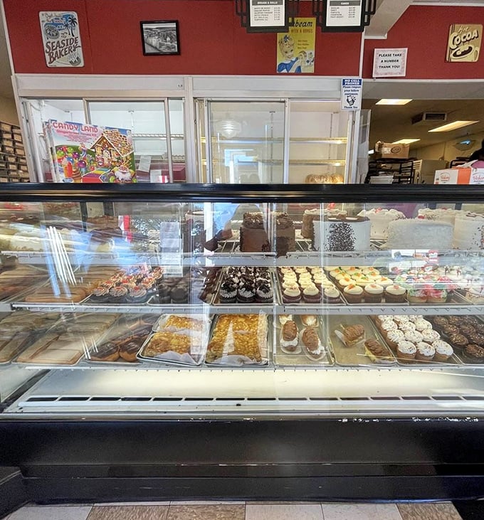 Pastry real estate doesn't get more valuable than this. Each tray holds edible treasures that make standing in line feel like a privilege.