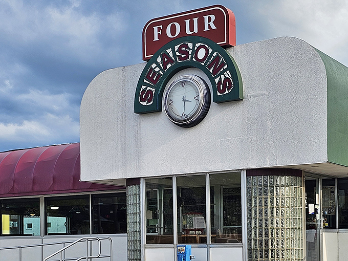 Four Seasons' retro sign promises comfort food that doesn't require a second mortgage to enjoy.