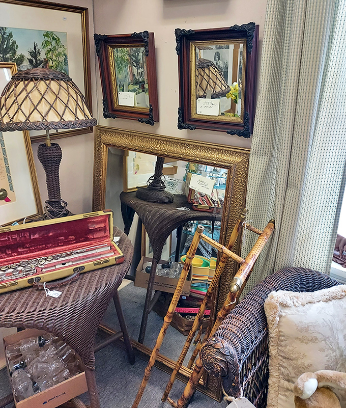 Ornate frames and wicker furniture create vignettes that Instagram influencers would kill to stage in their impossibly curated homes.