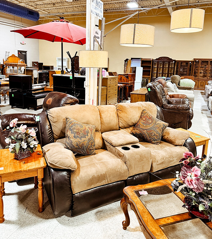 Furniture that's ready for its second act! This comfy sectional with decorative pillows is practically begging to host your next movie night.