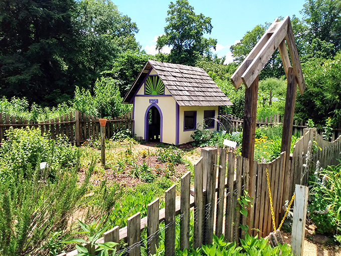The children's garden playhouse proves that starting botanical appreciation early just requires the right fairy-tale-worthy headquarters.