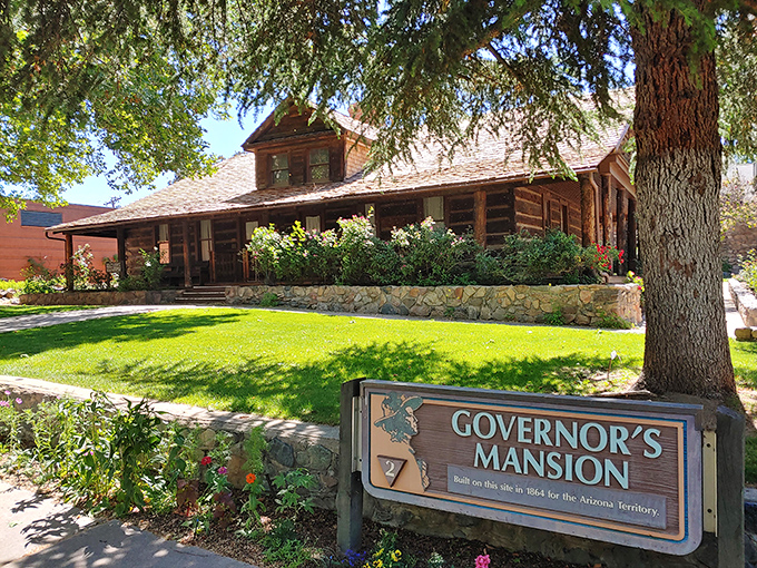 The territorial Governor's Mansion looks like Abraham Lincoln might step out for his morning coffee. Rustic luxury, 1800s style!