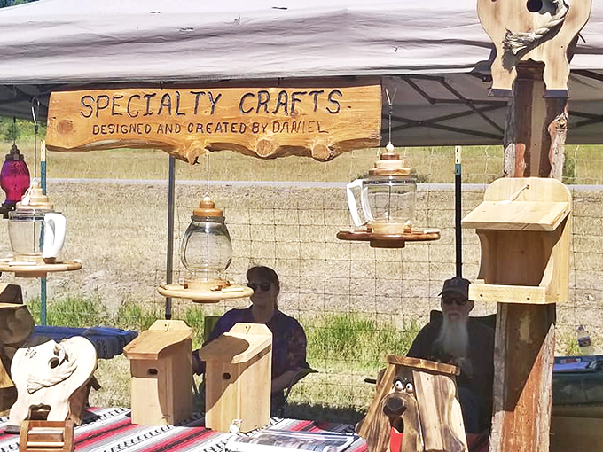 Handcrafted birdhouses and wooden treasures where feathered families can live in rustic luxury, courtesy of skilled local craftsmanship.