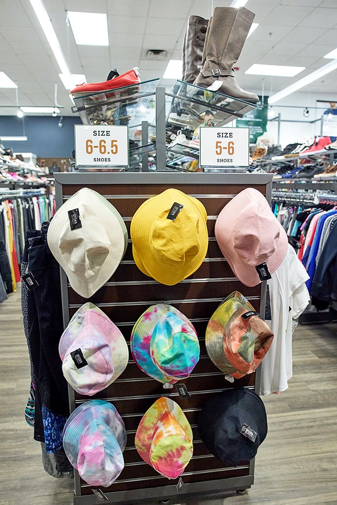 Bucket hats in every shade of summer, proving that fashion cycles faster than Pennsylvania weather. Yesterday's trends, today's bargains.