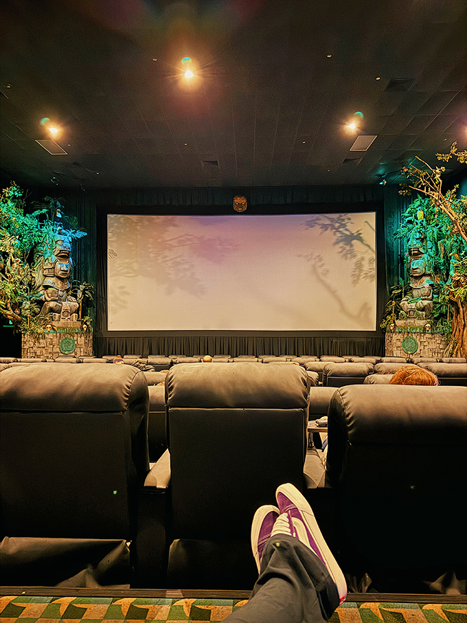 Hollywood Palms Cinema lets you put your feet up while pretending you're in a jungle, not suburbia.