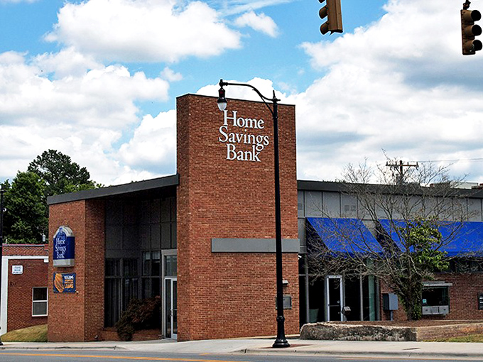 Home Savings Bank's no-nonsense architecture reflects Eden's practical approach to finances. In small towns, banking still feels personal rather than algorithmic.