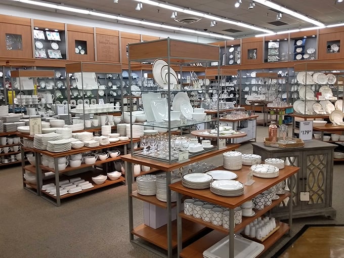 Homeware heaven with enough white dishes to serve a royal banquet or replace everything you've chipped since last Christmas.