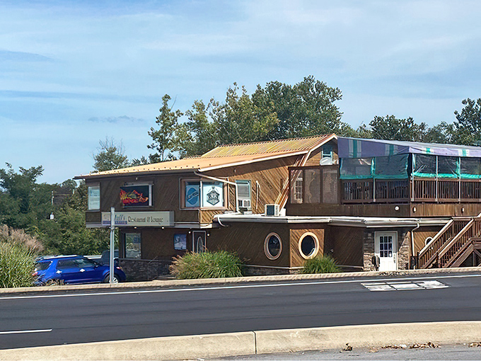 Hull's Landing combines nautical-themed architecture with what appears to be a deck perfect for watching Pennsylvania sunsets with a cold beverage in hand.