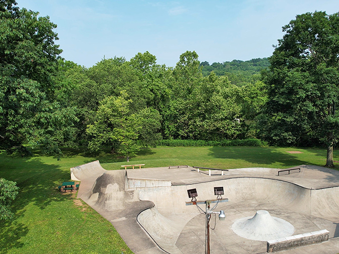 This concrete playground for skateboarders sits like an unexpected sculpture garden amid Marietta's lush landscape&mdash;poetry in motion waiting to happen.