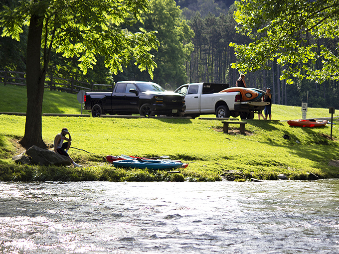 Kayakers' paradise awaits where the current meets courage. Those colorful vessels aren't just boats&mdash;they're tickets to adventure.