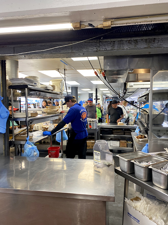 The kitchen crew works their magic, turning ocean treasures into the stuff of seafood dreams.