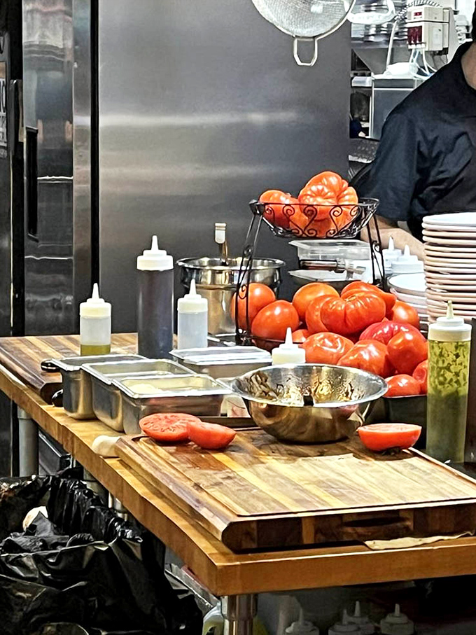 Fresh tomatoes waiting for their starring role. In the kitchen, ingredients aren't just food&mdash;they're cast members in a delicious production.