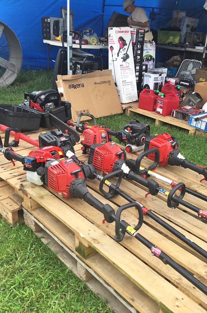 Tool heaven for weekend warriors. These weed whackers have seen less action than the display models at Home Depot.