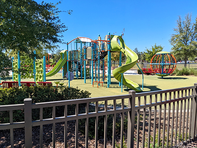 Liberty Park's playground equipment stands ready for the next generation of climbers, sliders, and parents pretending they're just "demonstrating" how it works.