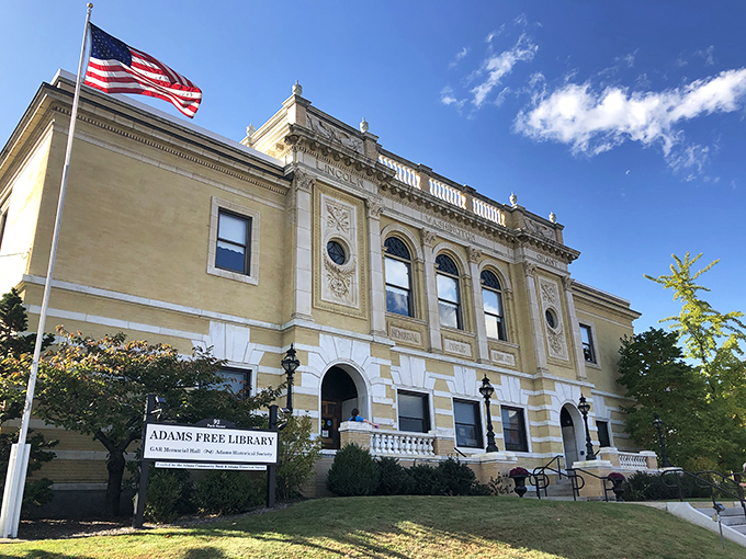 The Adams Free Library isn't just about books &ndash; it's a neoclassical masterpiece that houses knowledge within walls worthy of a European palace.