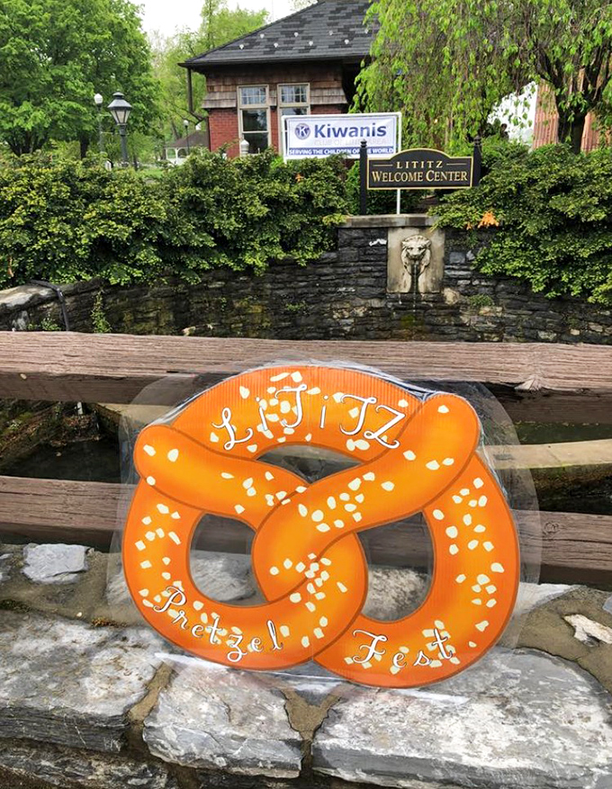 That giant orange pretzel sculpture is Lititz's way of saying, "Yes, we take our snack foods seriously around here." 
