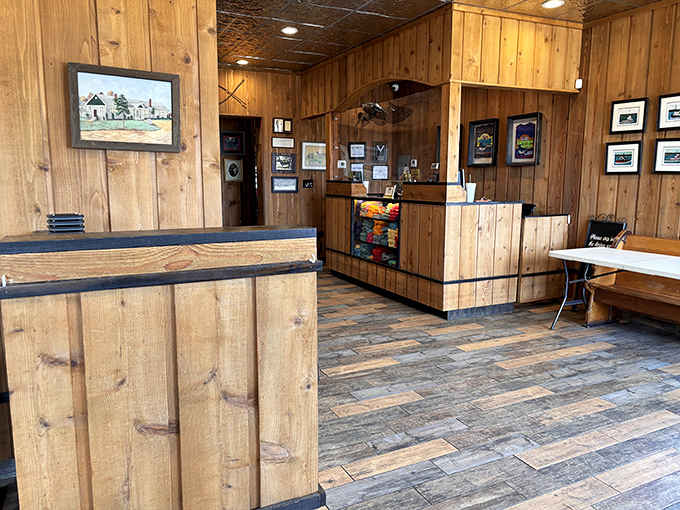 The lobby's wood-paneled simplicity sets the tone: you're here for the food, not for Instagram backdrops or design magazine features.