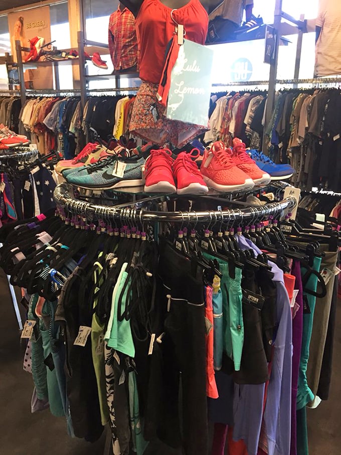 A circular rack crowned with athletic shoes &ndash; where fashion meets function and your wallet doesn't need to choose sides.