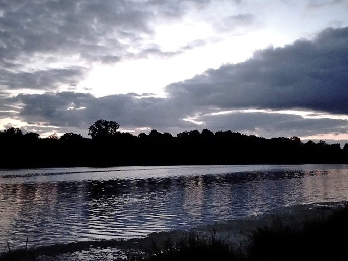 Twilight transforms the lake into something straight out of a Ansel Adams photograph.