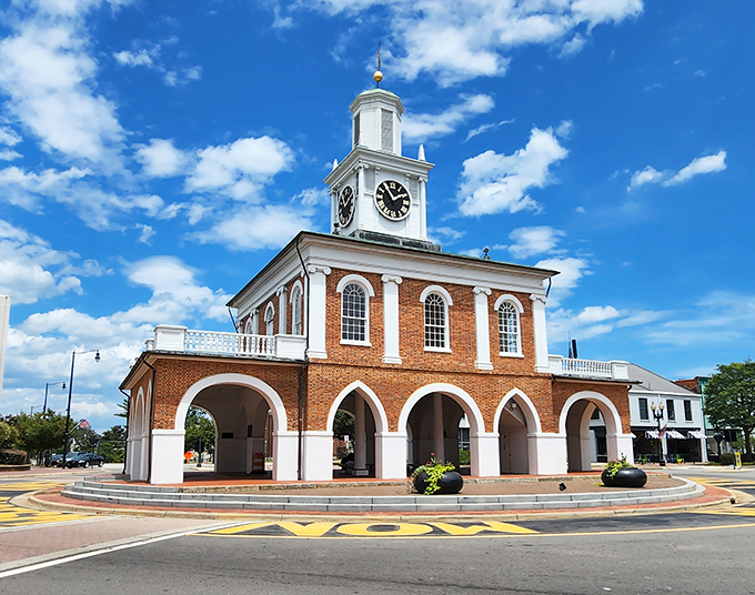 The historic Market House stands as Fayetteville's iconic centerpiece, where history meets the present at this distinctive octagonal landmark.